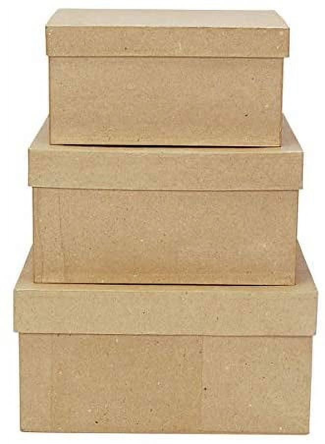 Factory Direct Craft Unfinished Paper Mache Square Boxes with Lids ...