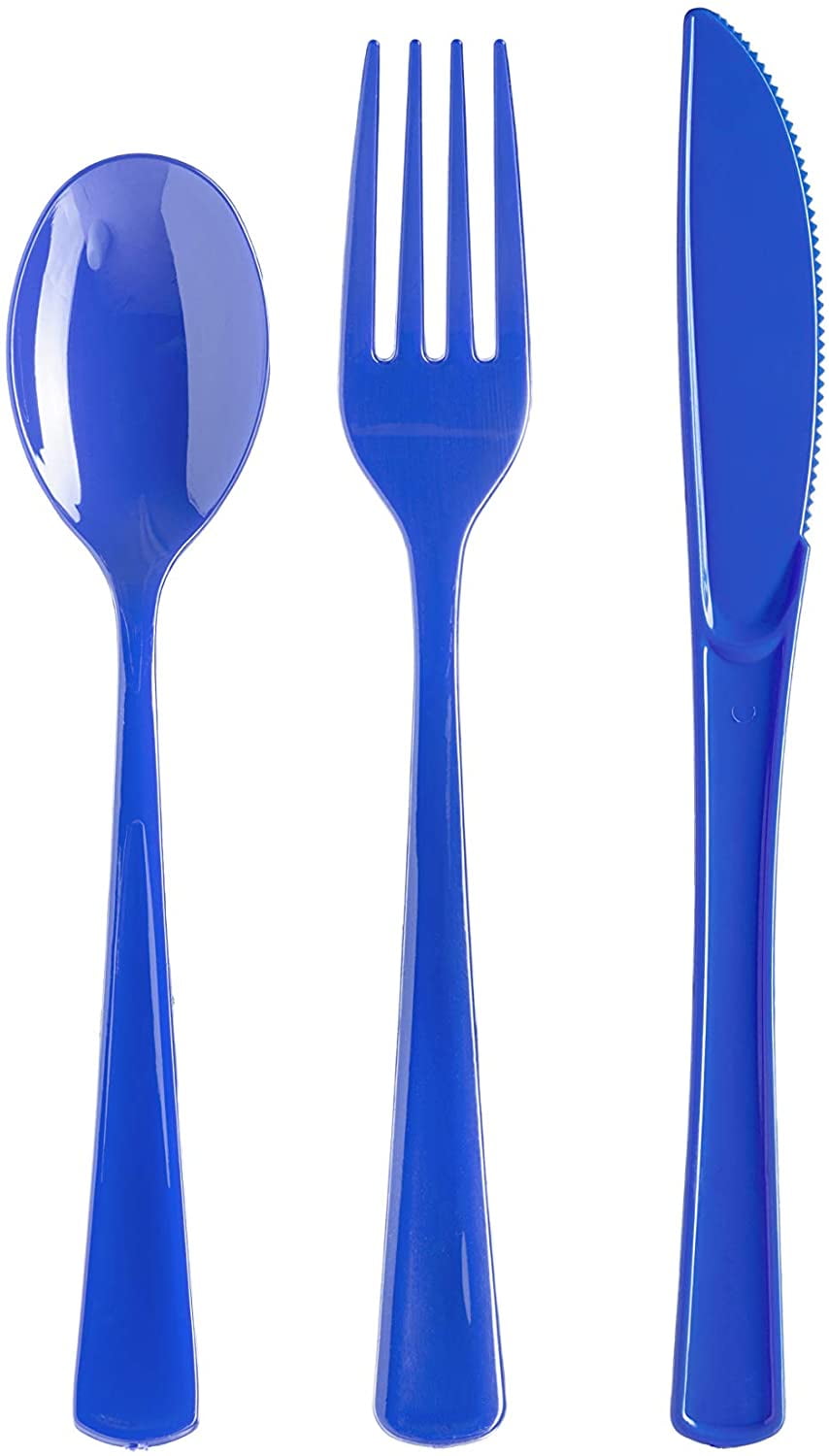 Factory Direct Dark Blue Cutlery Combo Pack - 24 Ct. Plastic Cutlery ...