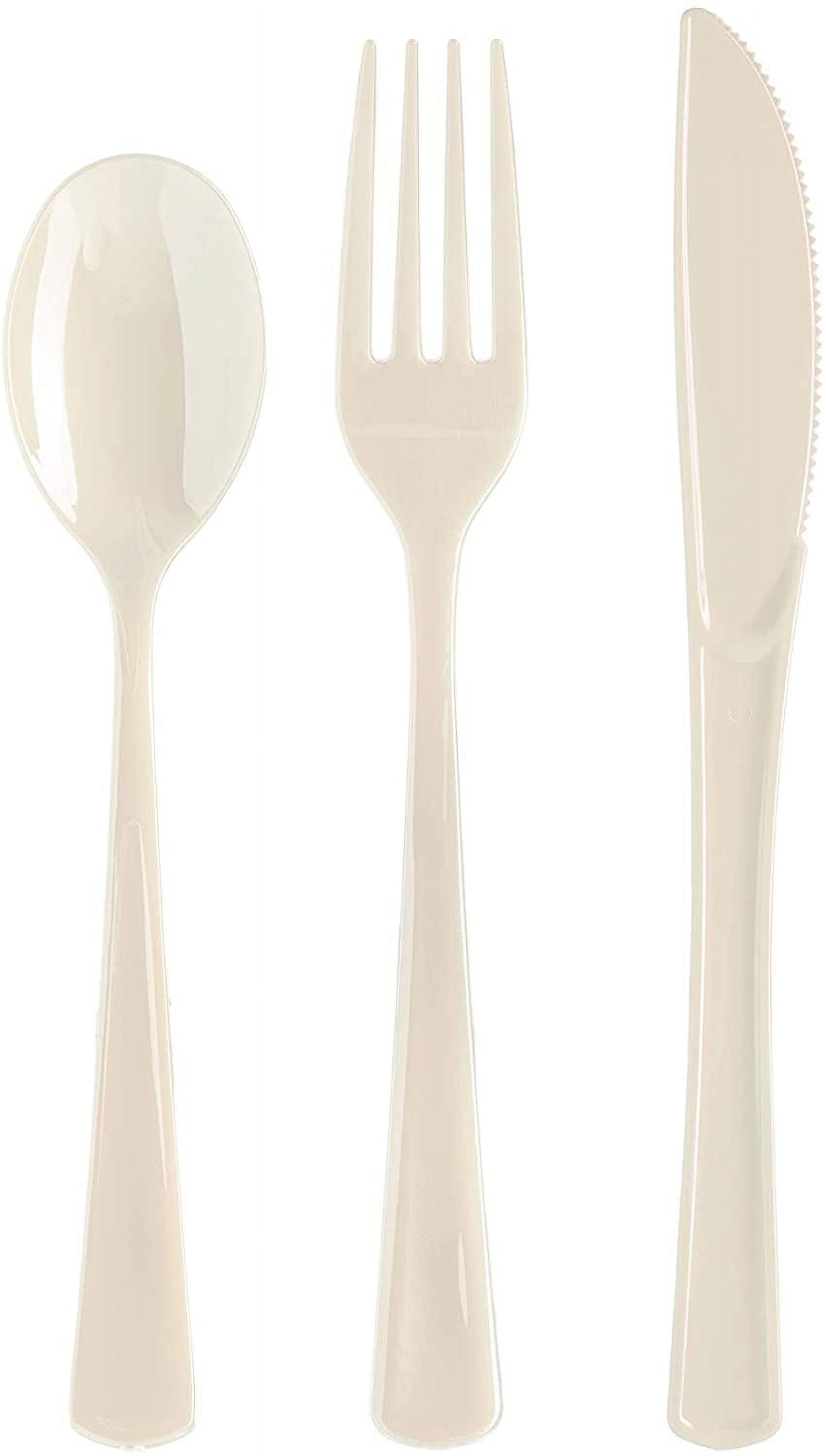Factory Direct Ivory Cutlery Combo Pack - 24 Ct. Plastic Cutlery Set ...