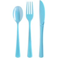 Crown Display 150-Piece Light Blue Disposable Silverware - Blue Plastic ...