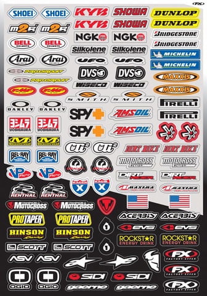 Factory Effex 10-68014 2015 Sponsor/Logo Sticker Sheets Micro Sponsor ...
