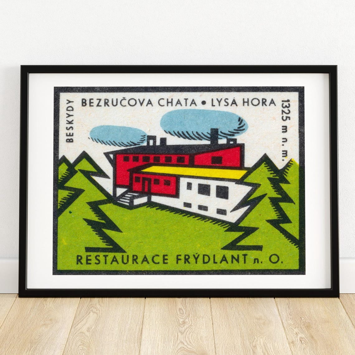 Factory In The Forest - Matchbox Print - Czech Wall Art - Vintage Czech ...