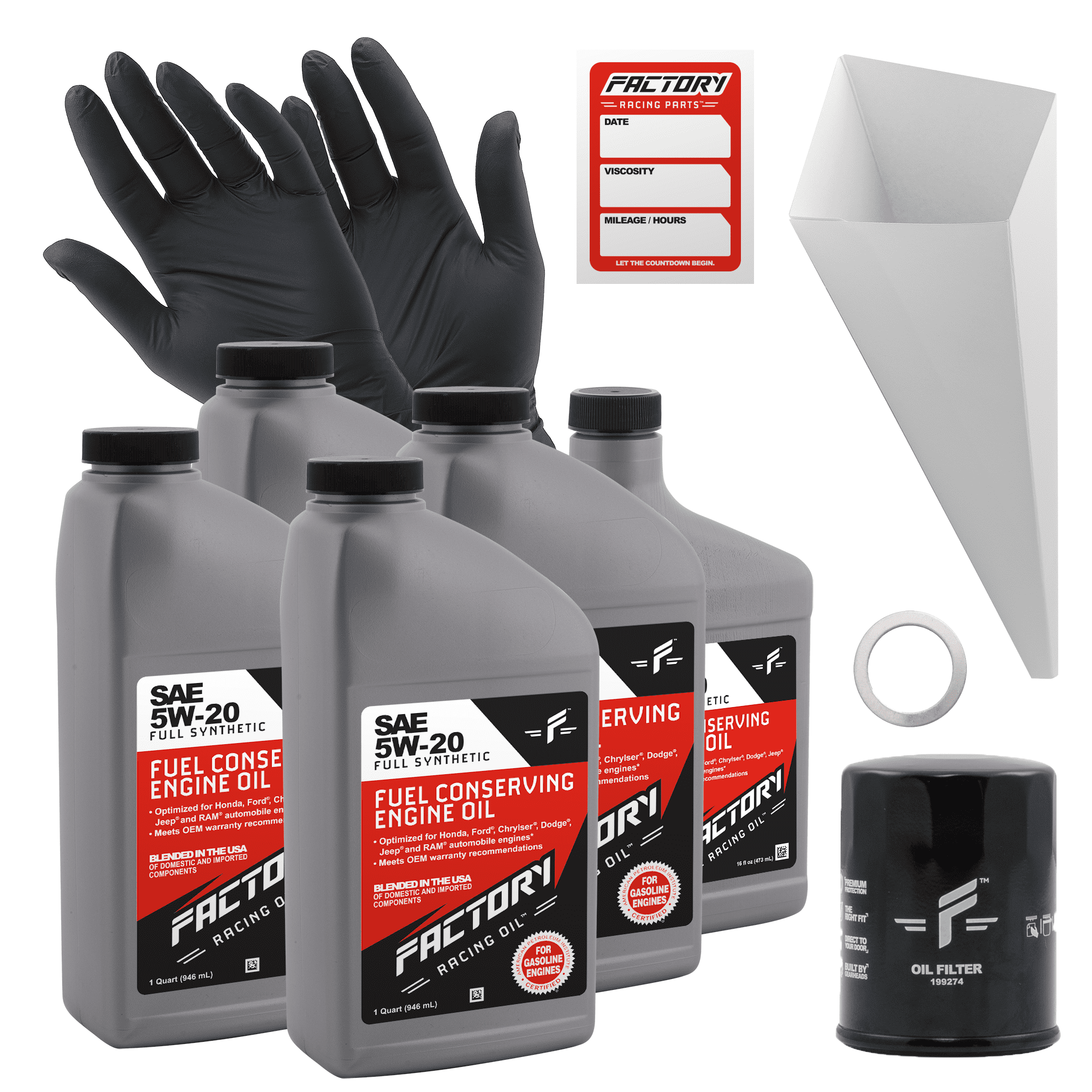 Factory Racing Parts Oil Change Kit Compatible with Honda Civic, Accord, CR-V, Element, Odyssey ...