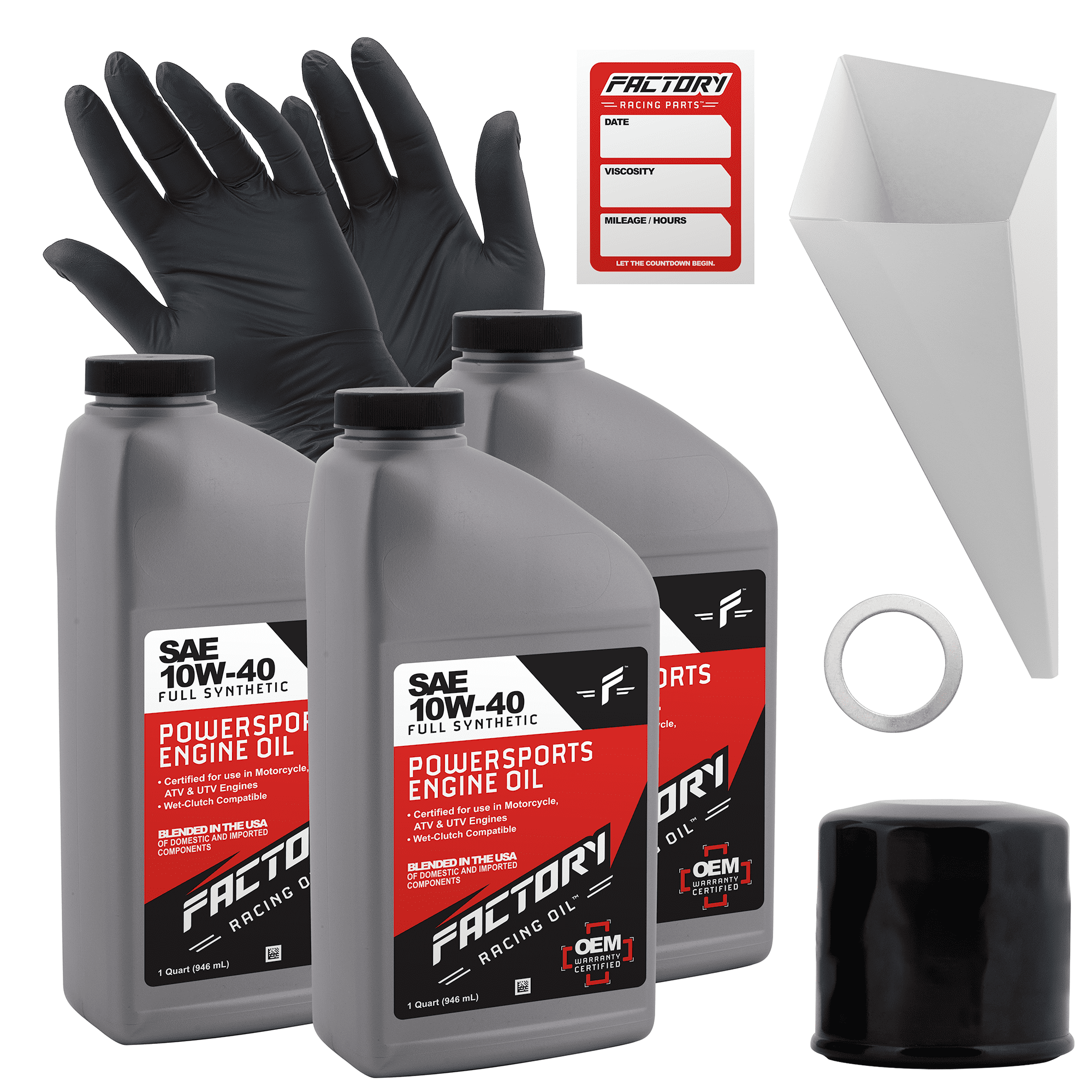 Factory Racing Parts ATV Oil Change Kit for Yamaha - 3 Quarts Synthetic ...
