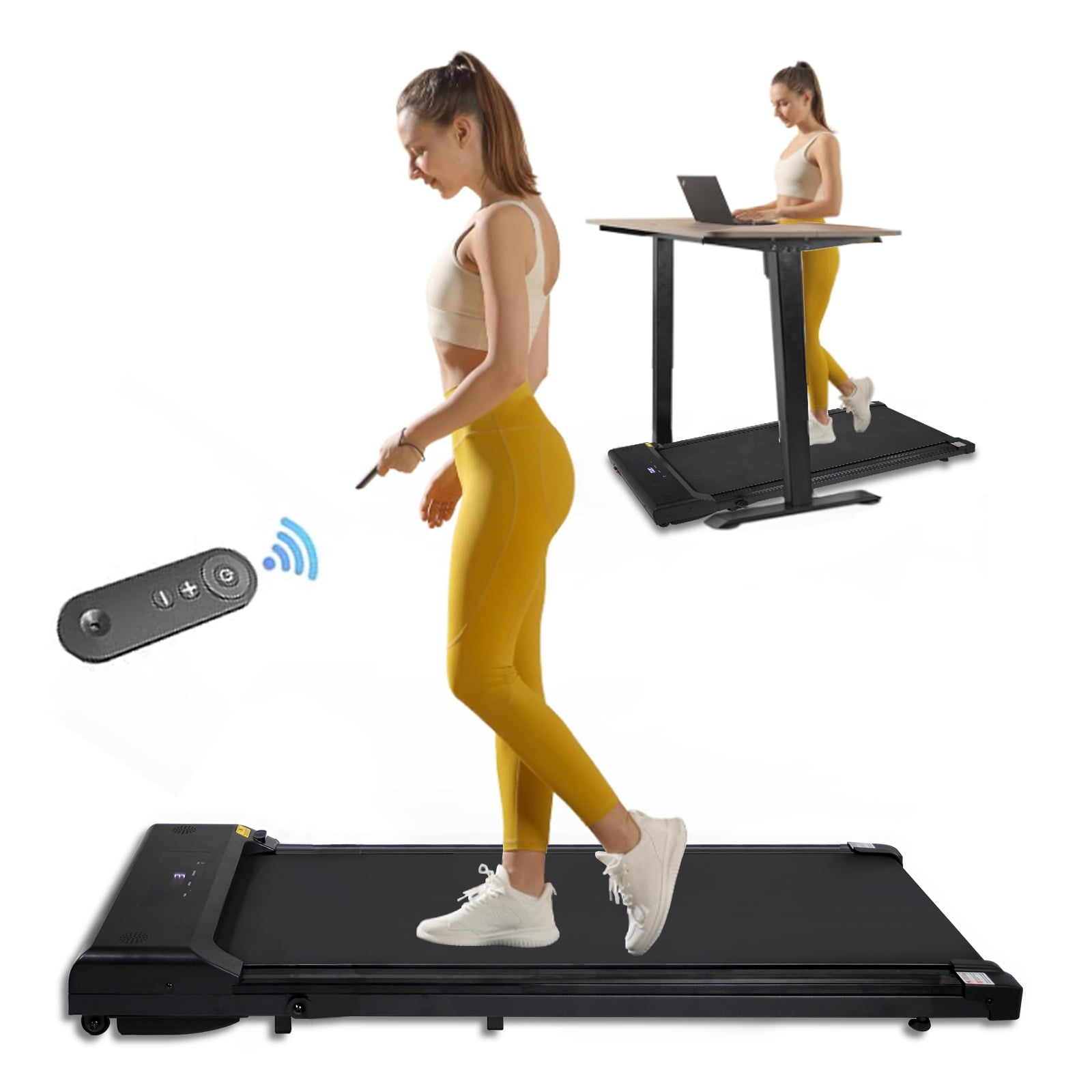 2-in-1 Under Desk Incline Treadmill, Walking Pad, Slim Jogging Machine ...