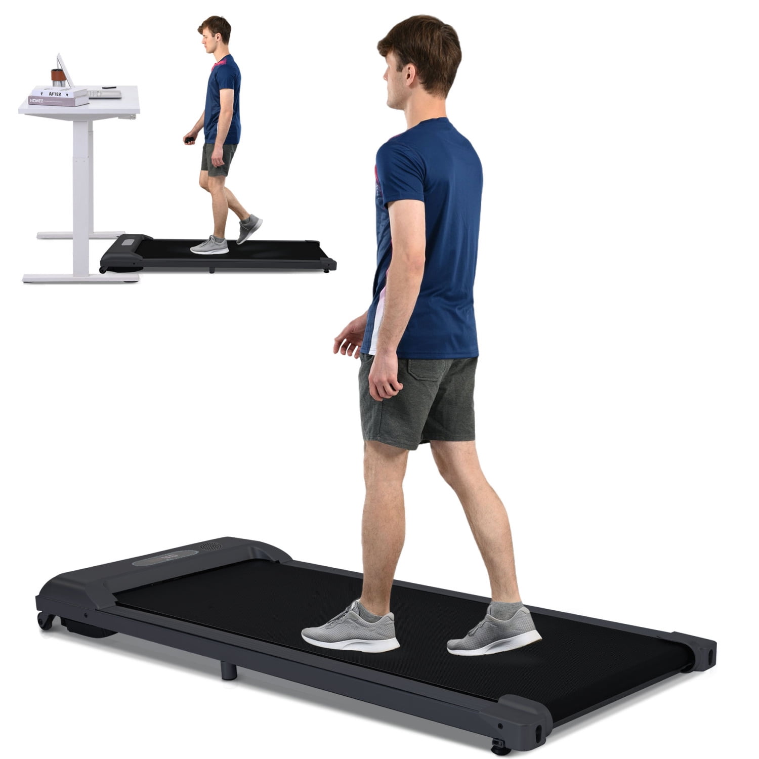 2-in-1 Under Desk Incline Treadmill, Walking Pad, Slim Jogging Machine ...