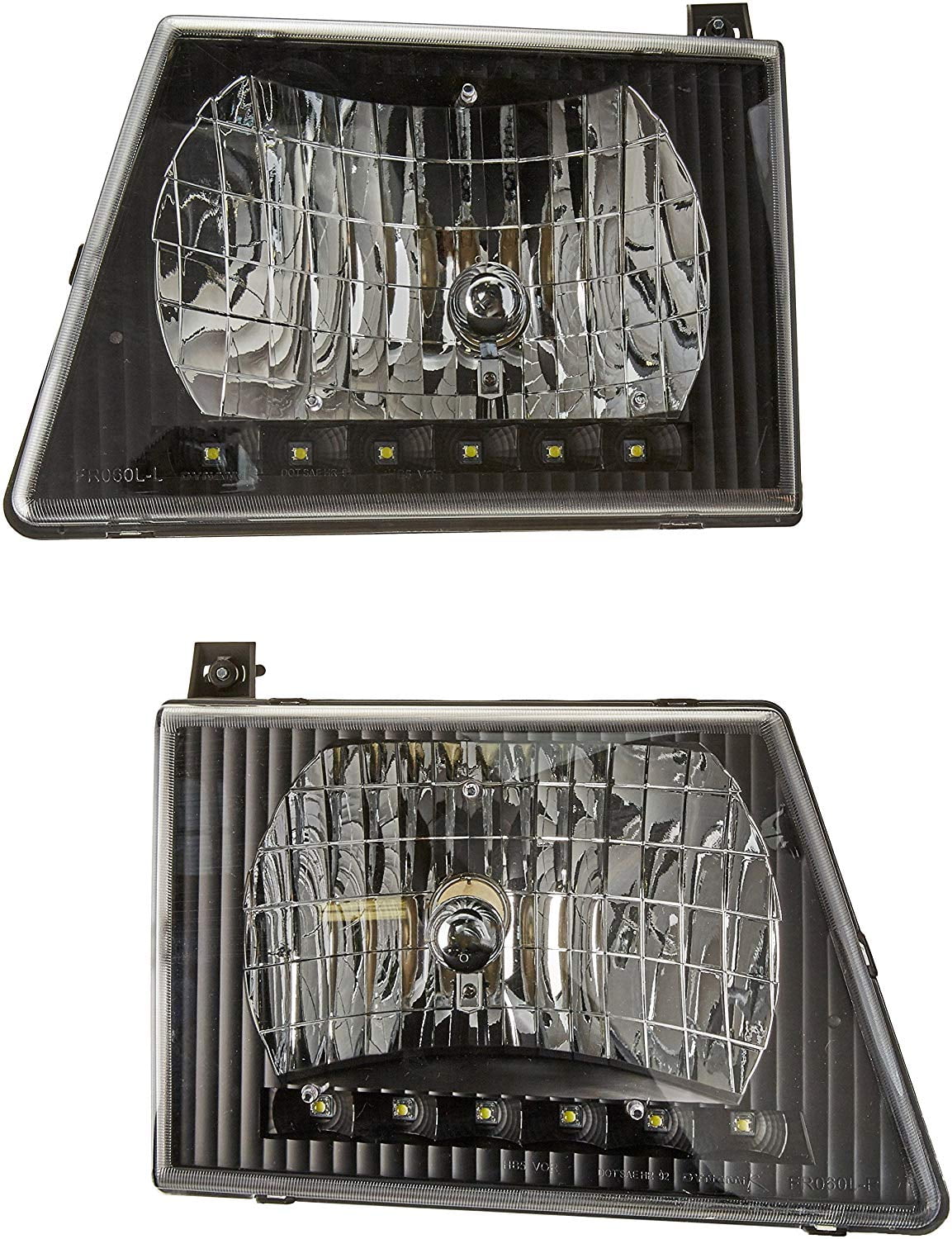 Factory Style Headlights With LED Strip And Corner Light Combo Black Housing Clear Lens Made For ...