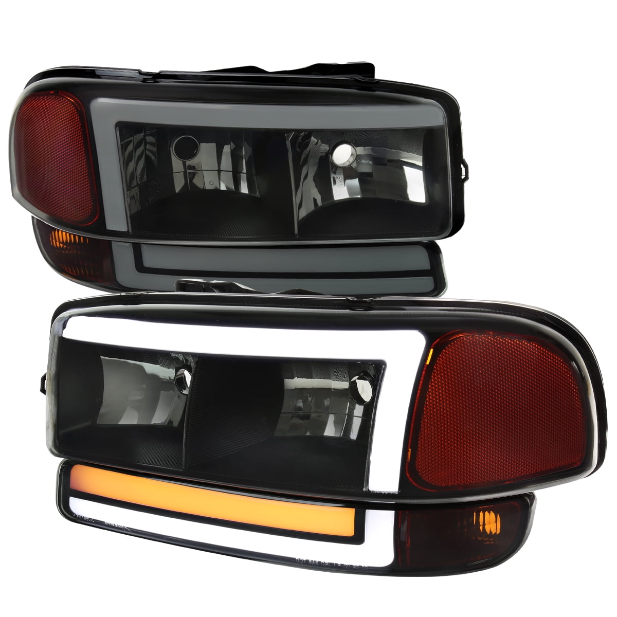 Factory Style Headlights w/ LED Light Bar and Sequential Turn Signal ...