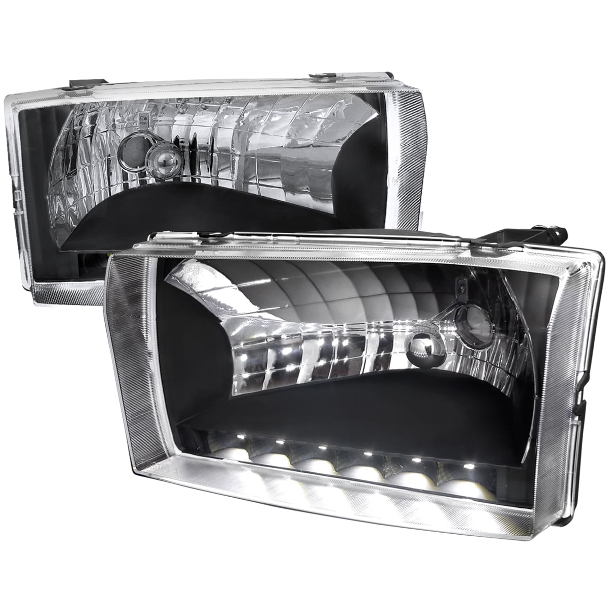 Factory Style Headlights w/ SMD LED Light Strip (Black Housing/Clear ...