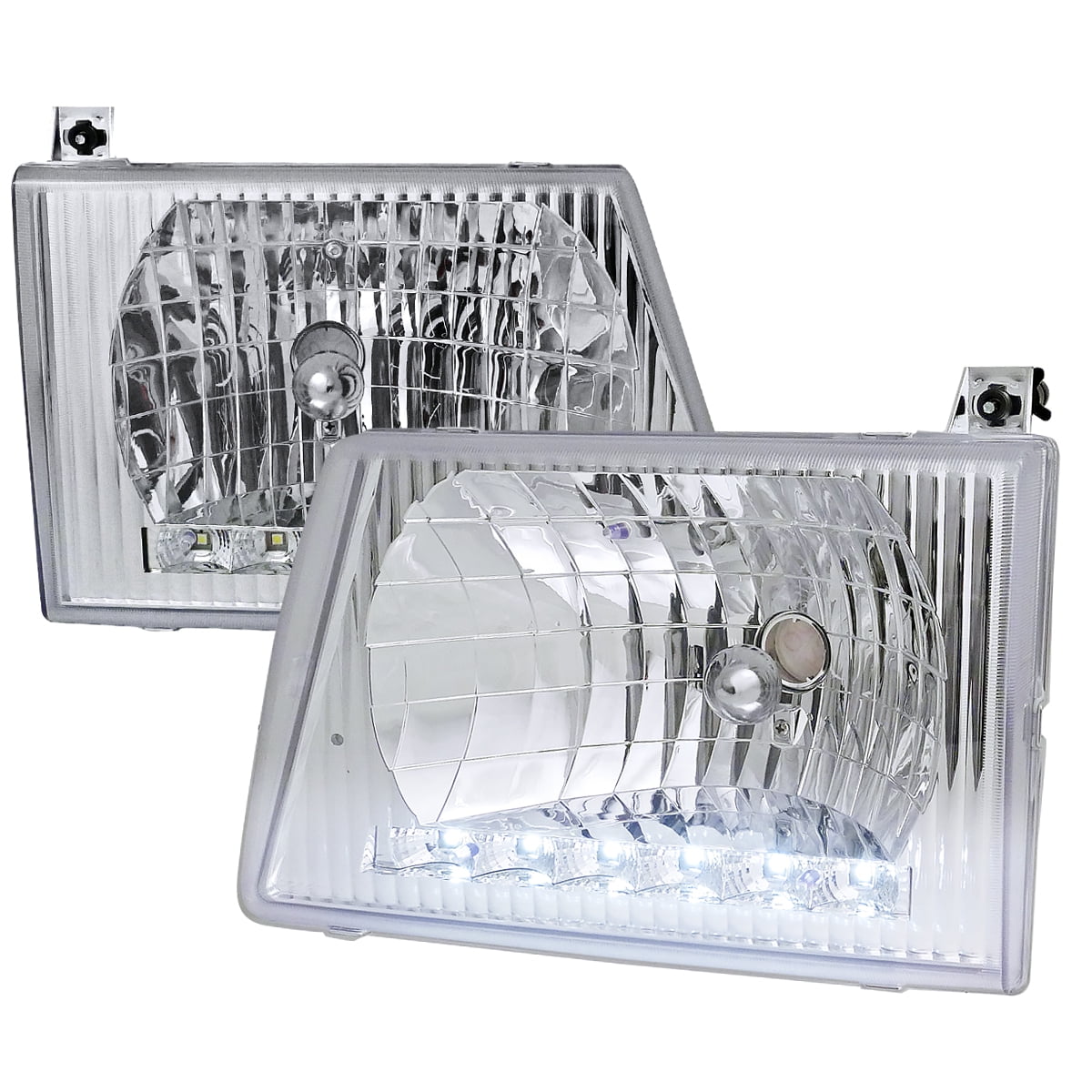 Factory Style Headlights w/ SMD LED Light Strip (Chrome Housing/Clear ...