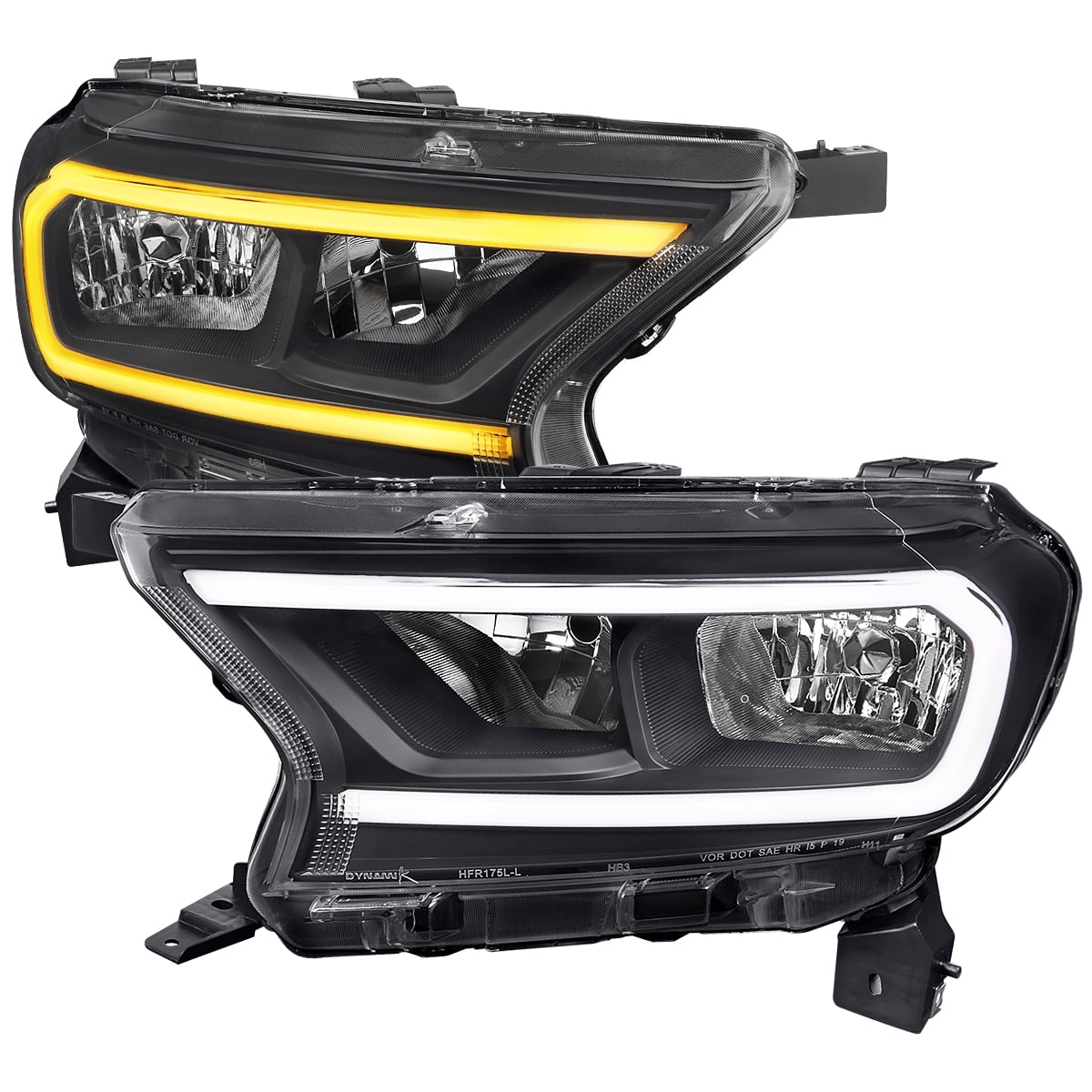 Factory Style Replacement Headlights with LED Bar Turn Signal (Matte ...