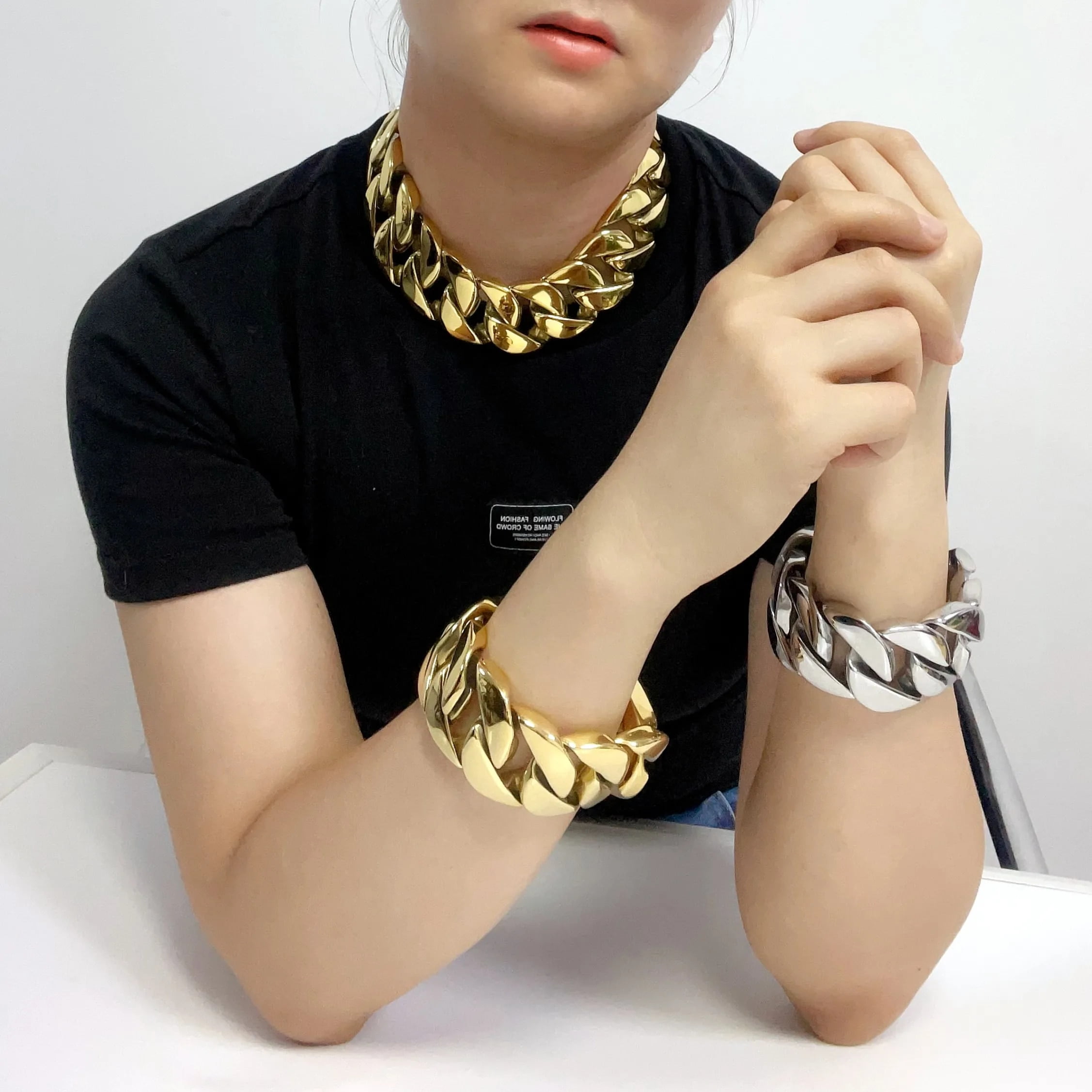 Factory Wholesale 26/32mm Width Big Thick Cuban Link Chain Bracelets ...