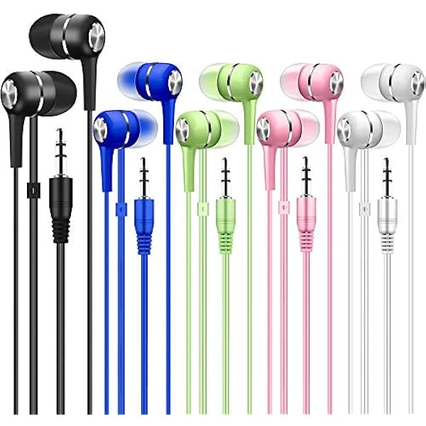 Factorymall Bulk Earbuds Headphones 10 Pack Multi Colored for School ...