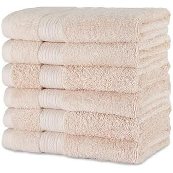 Fade-Resistant 100% Cotton Hand Towel, 6 Pack, 16"x26", Blush Pink ...