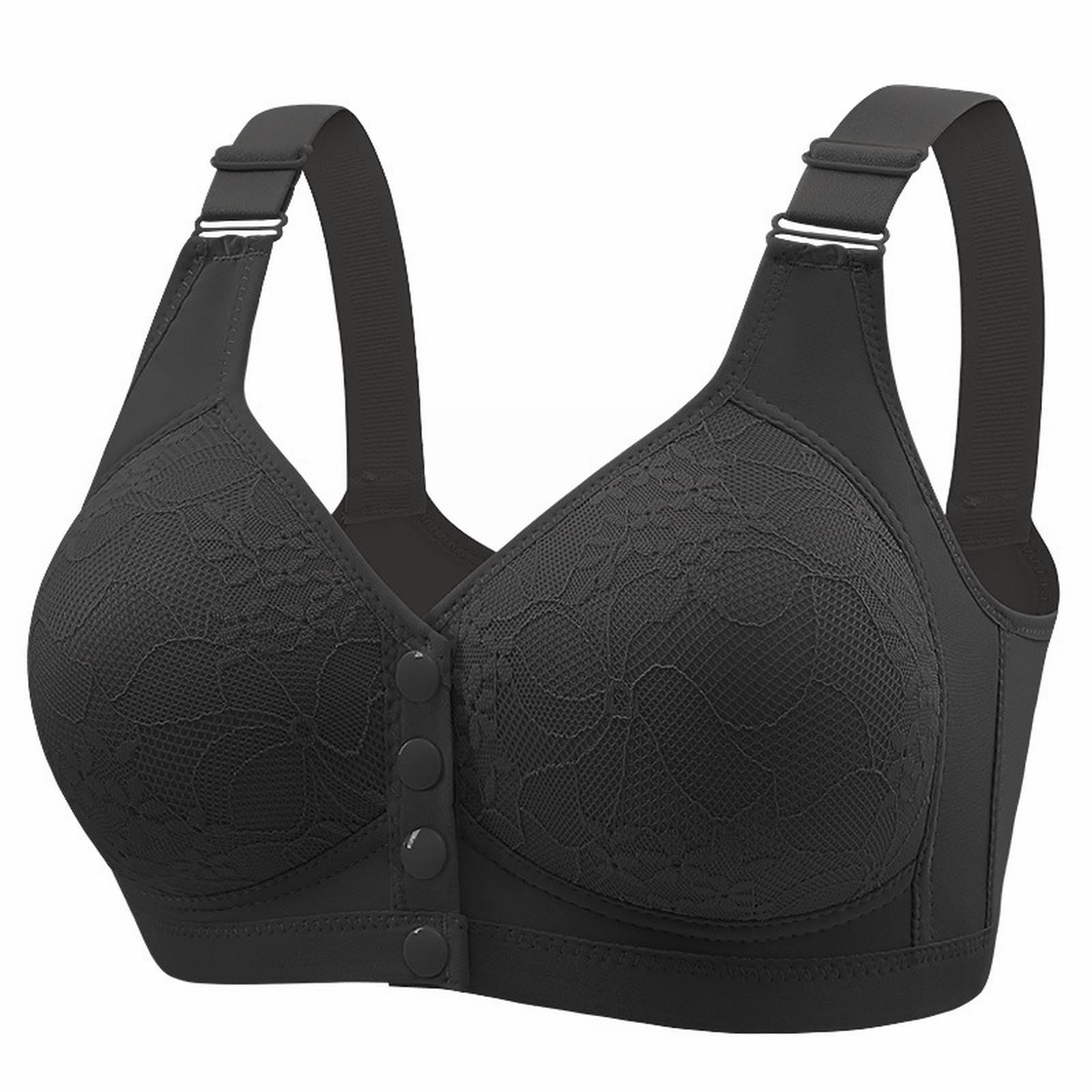Fadeal Front Closure Bras for Women Women's Fixed Cup Front Open Button ...