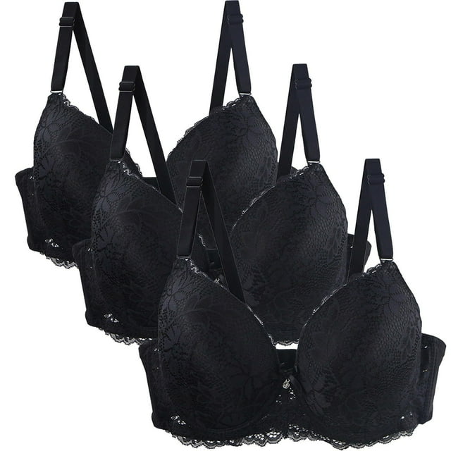 Fadeal Push Up Bras for Women Pack of 3 Women's Bra Set Lace Up Bra Set ...