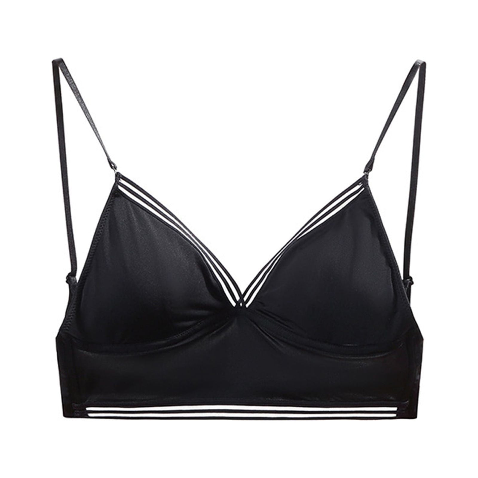 Fadeal Satin Bra Womens No Steel Ring French Underwear Big Open Back ...