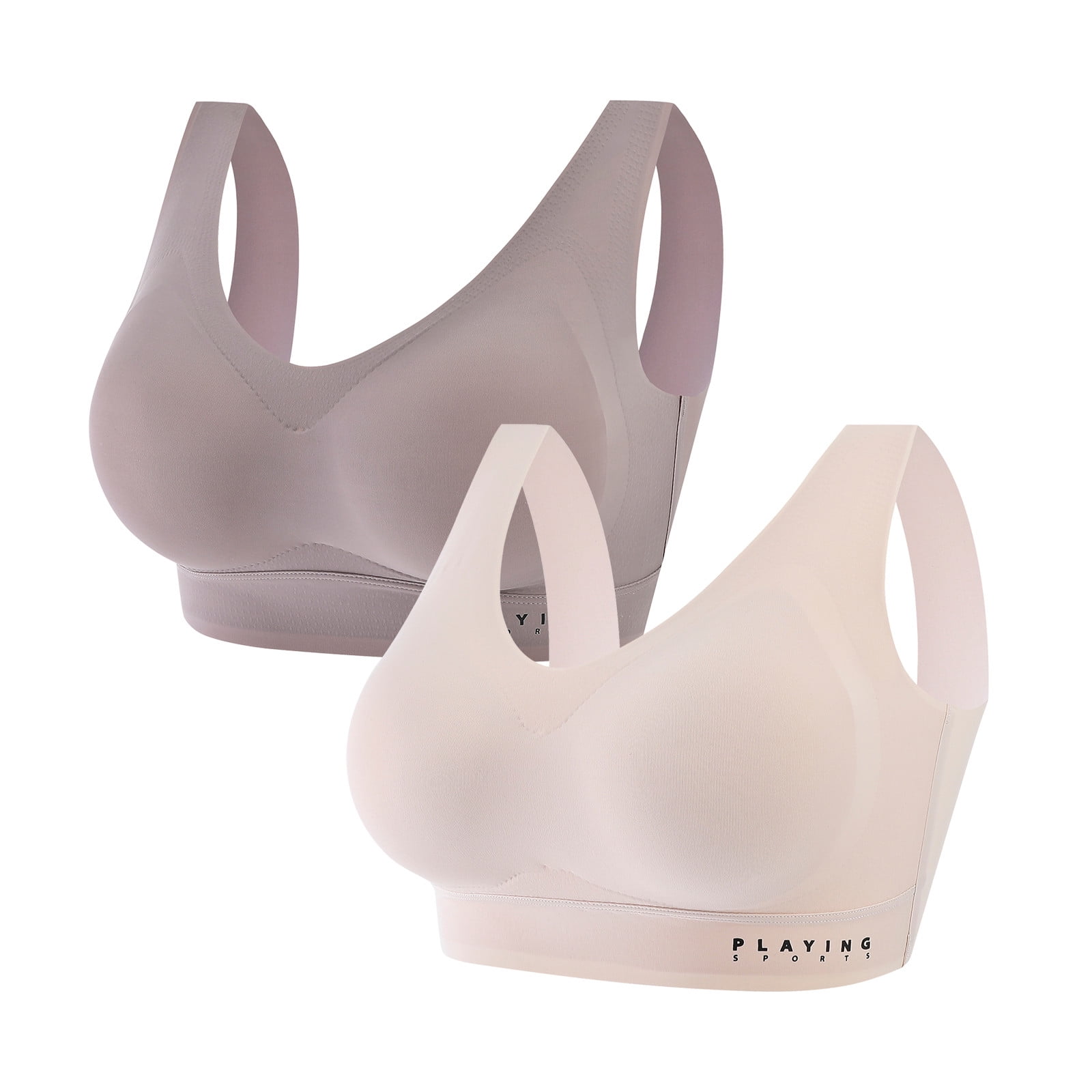 Fadeal Seamless Bras for Women 2Pc Women's Trackless Vest Ice Silk Back ...