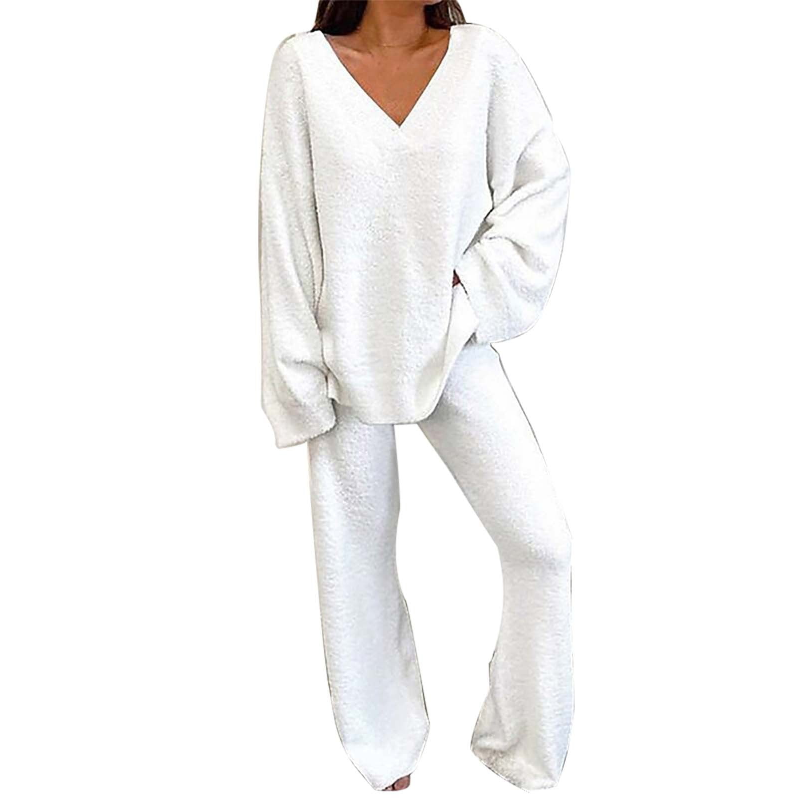 Fadeal Softies Loungewear Women's Fuzzy Sets 2 Piece Outfits Long ...