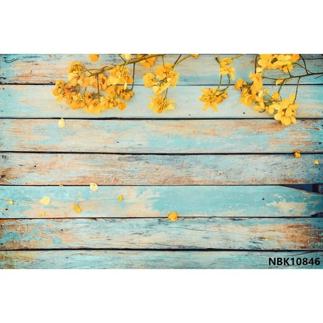 Faded Blue Wooden Board Flowers Photocall Planks Grain Texture Petal ...