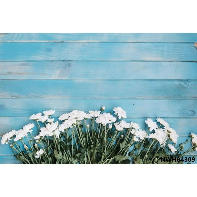 Faded Blue Wooden Board Flowers Photocall Planks Grain Texture Petal ...