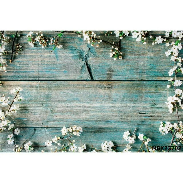 Faded Blue Wooden Board Flowers Photocall Planks Grain Texture Petal ...