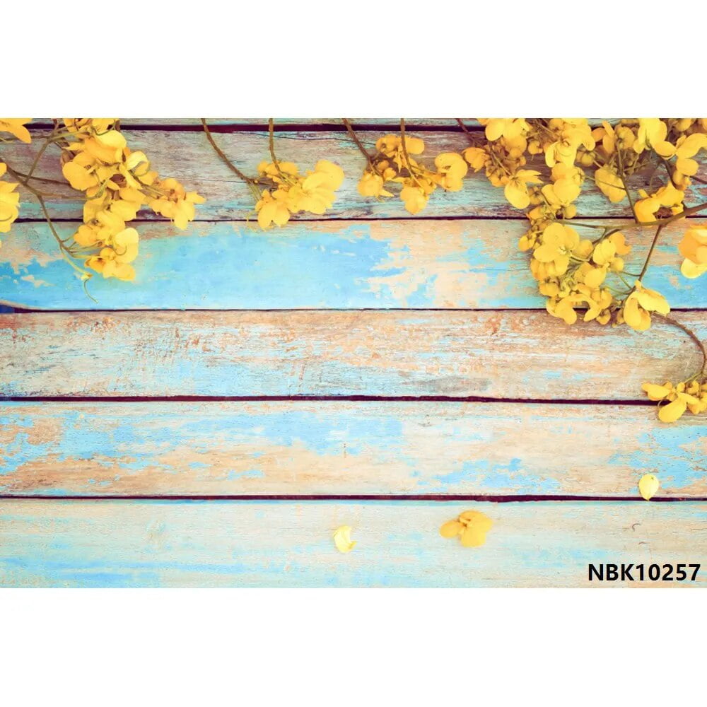 Faded Blue Wooden Board Flowers Photocall Planks Grain Texture Petal ...