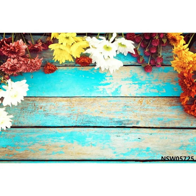 Faded Blue Wooden Board Flowers Photocall Planks Grain Texture Petal ...
