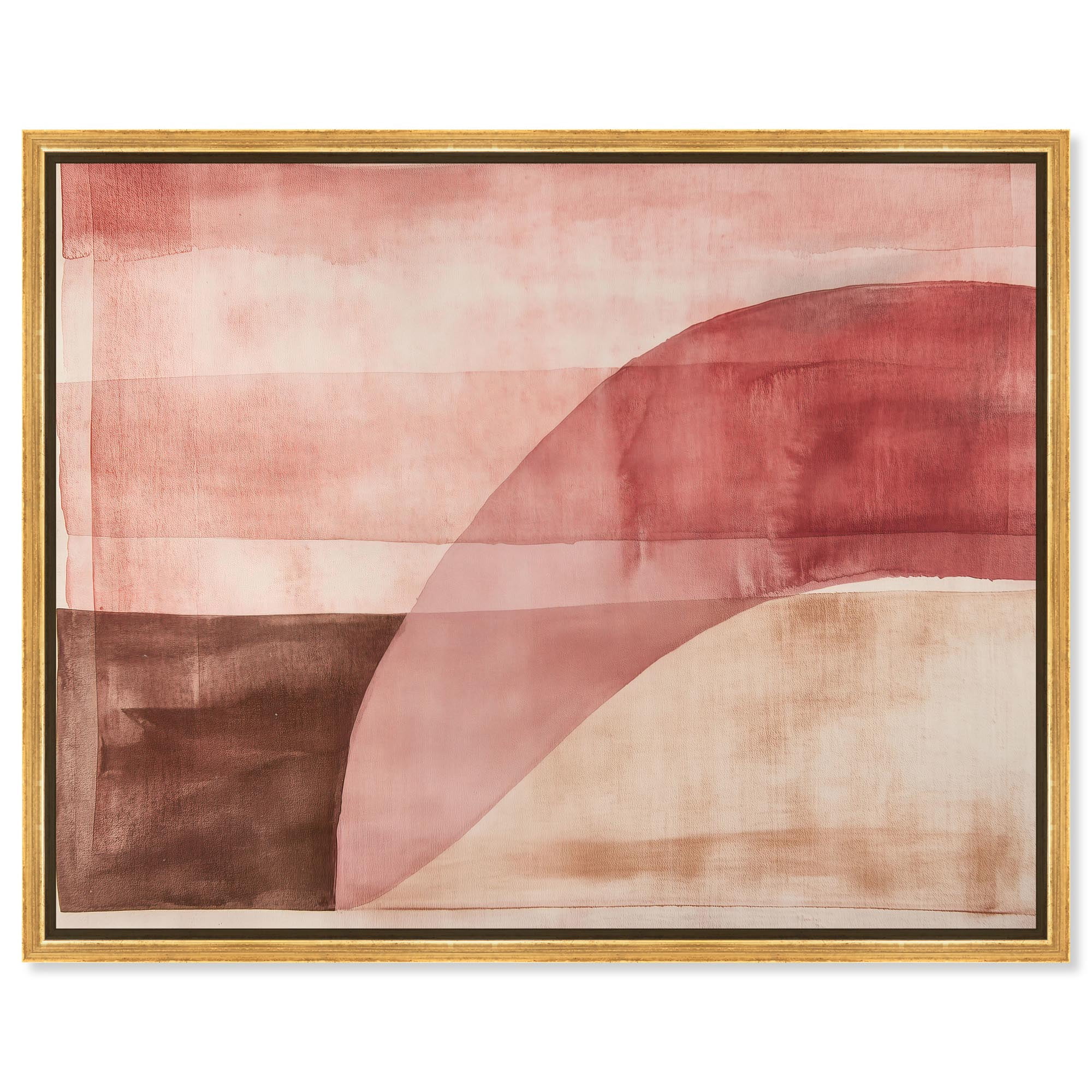 Faded Crimson Canvas Modern Boho Abstract by Art Remedy, Gold Frame, 30 ...