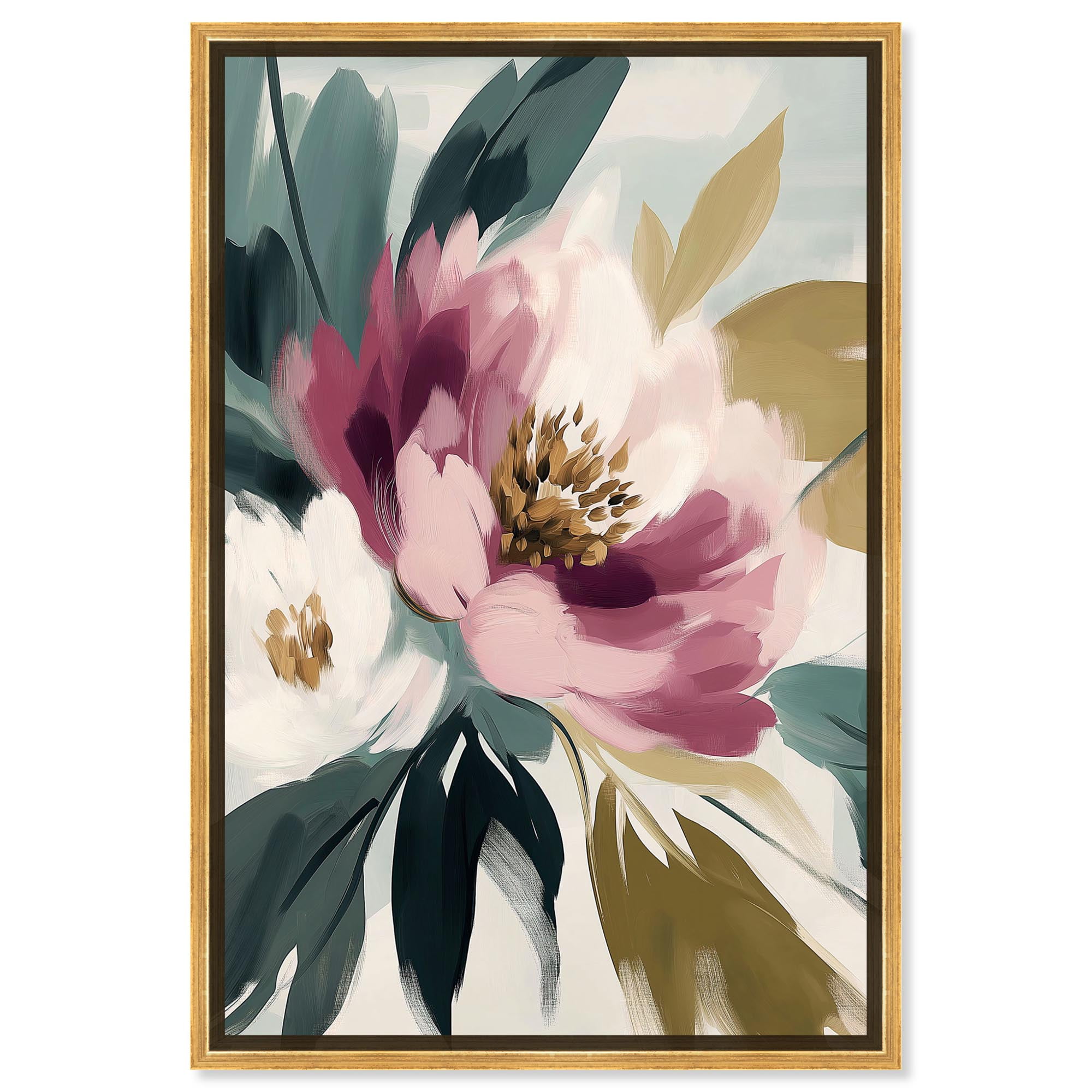Faded Flora Grace Canvas Luxury Floral Art by Art Remedy, Gold Frame, 16" x 24" - Walmart.com