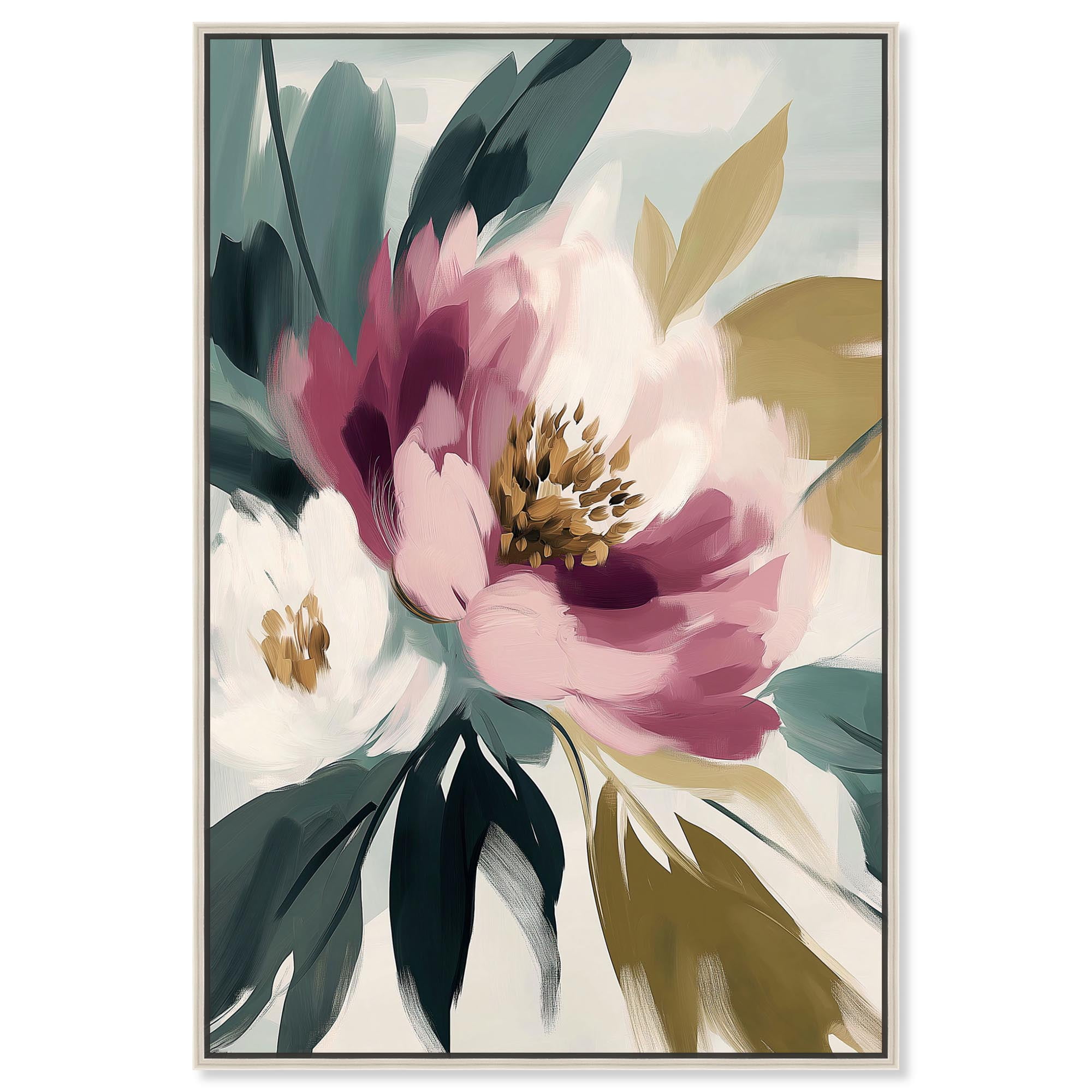 Faded Flora Grace Canvas Luxury Floral Art by Art Remedy, Silver Frame ...