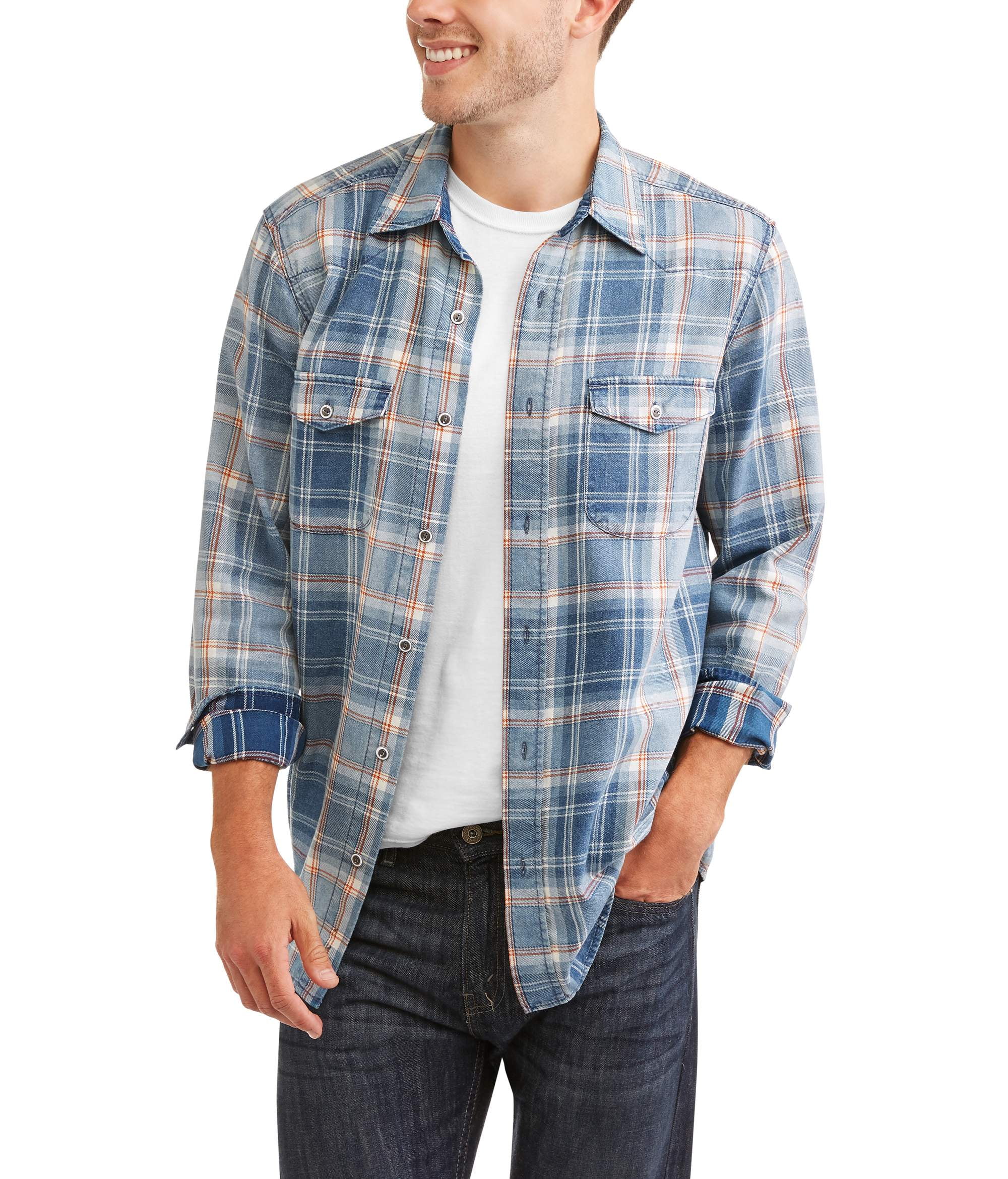 Faded Glory Men's Long Sleeve Plaid Shirt - Walmart.com