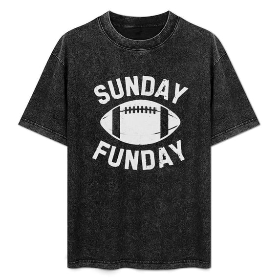 Faded Grey Sunday Funday Sports T-Shirt with Vintage Crew Neck Design ...