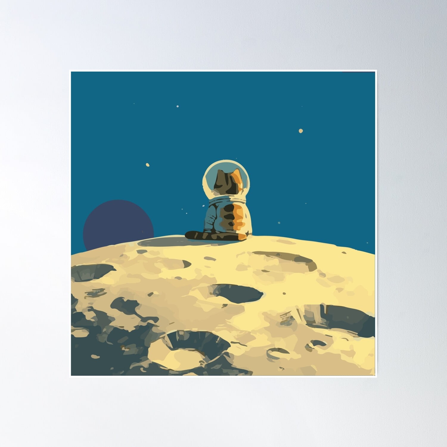 Faded Moon In Blue Clear Sky Poster Wall Art, Modern Wall Decor, 30x30 ...