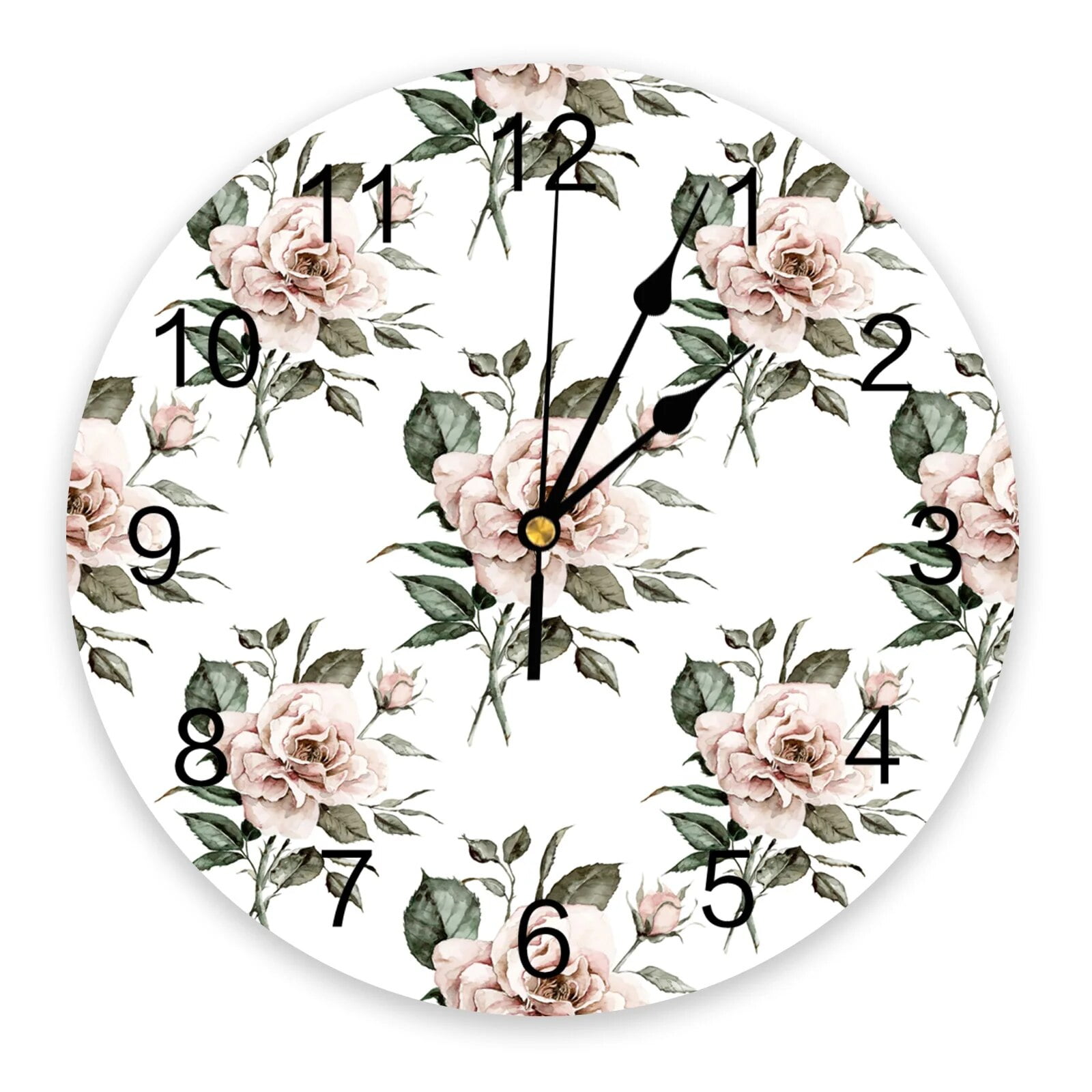 Faded Pink Rose Wall Clock Large Modern Kitchen Dinning Round Wall ...
