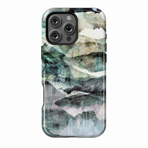 Faded Stylized Mountain Scenic Landscape Art iPhone Case 17 16 15 14 13 ...