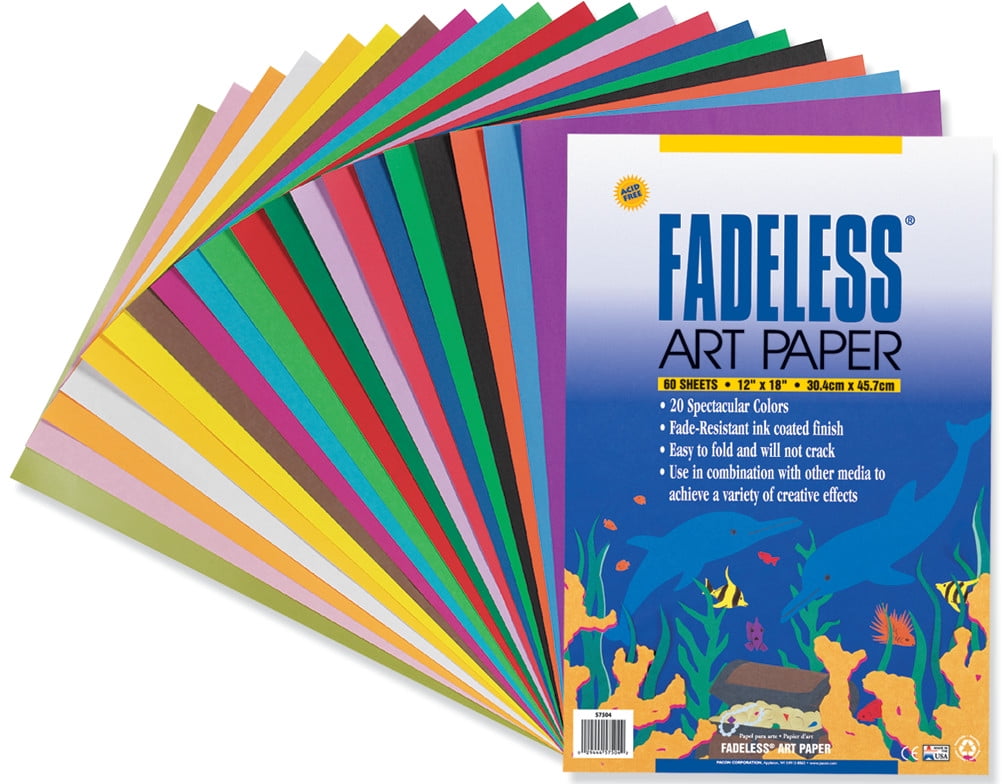 Fadeless Art Paper, 50 lb., 12 x 18 Inches, Multiple Colors, 60 Sheets ...