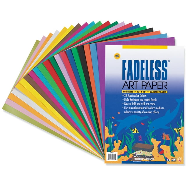 Fadeless Art Paper, 50 lb., 12 x 18 Inches, Multiple Colors, 60 Sheets ...