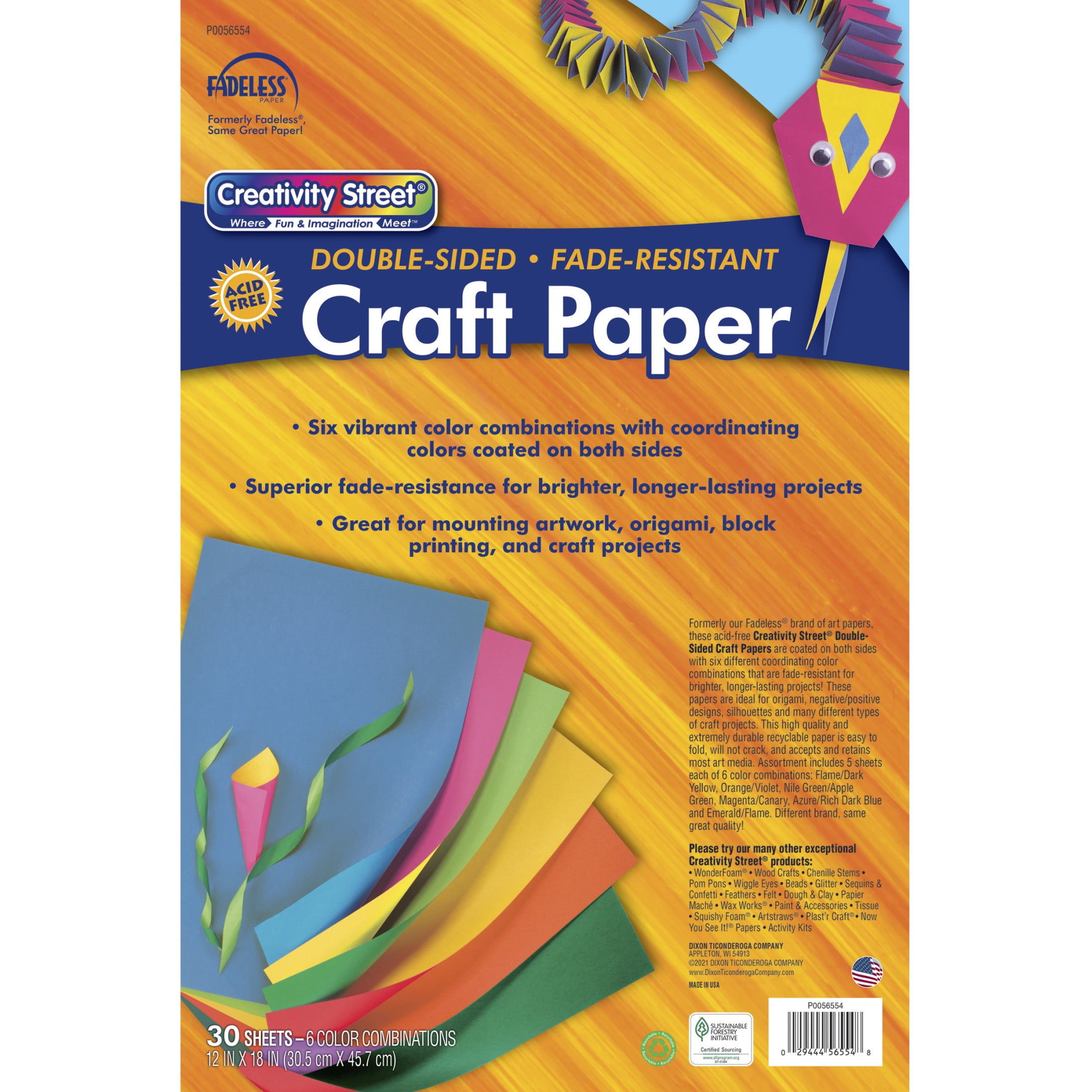 Fadeless Duet Paper, 12 x 18 Inches, Assorted Colors, 30 Sheets ...