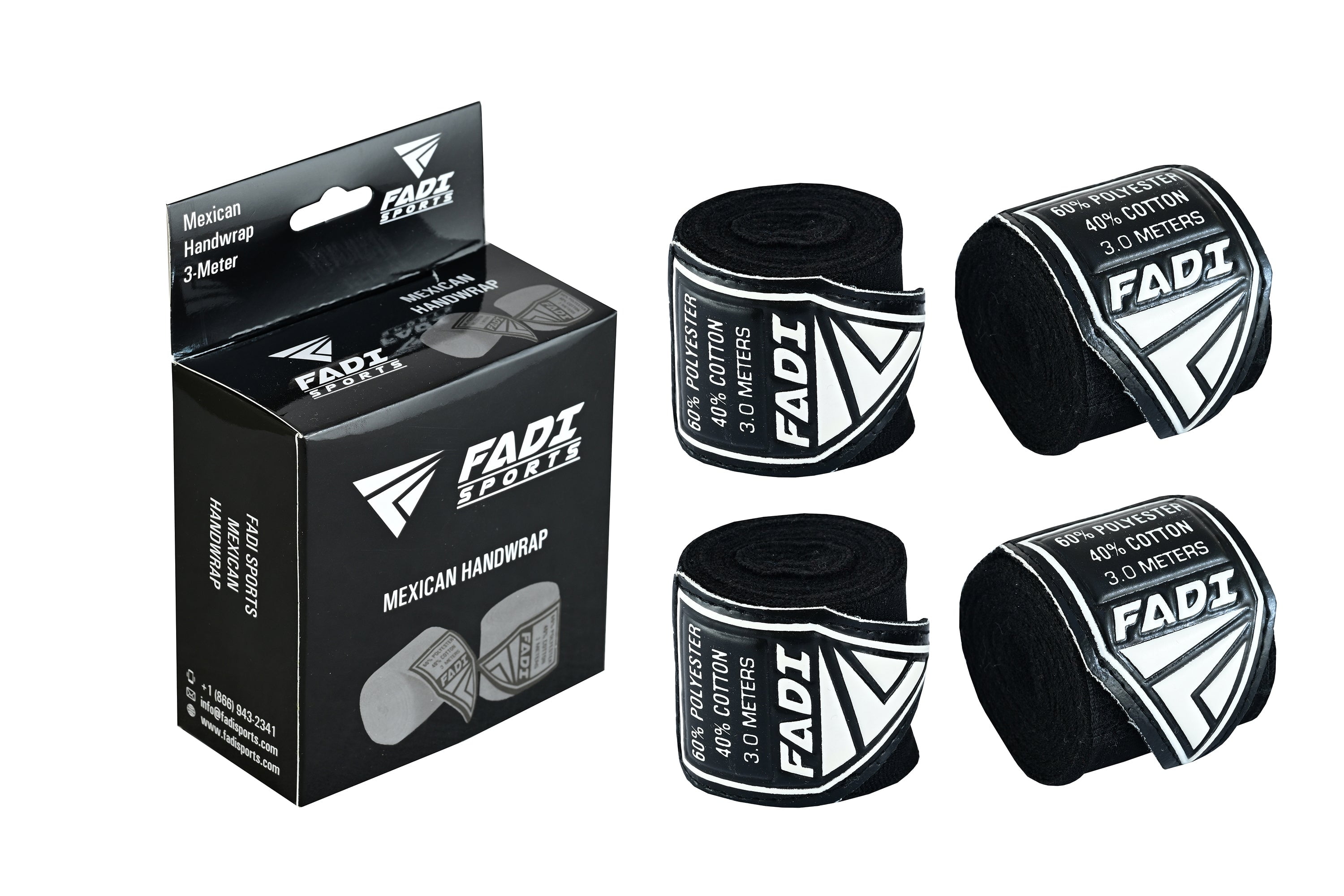 Fadi Sports Pack of 2-Pairs Black Poly-Cotton Exercise Wrap Adjustable ...