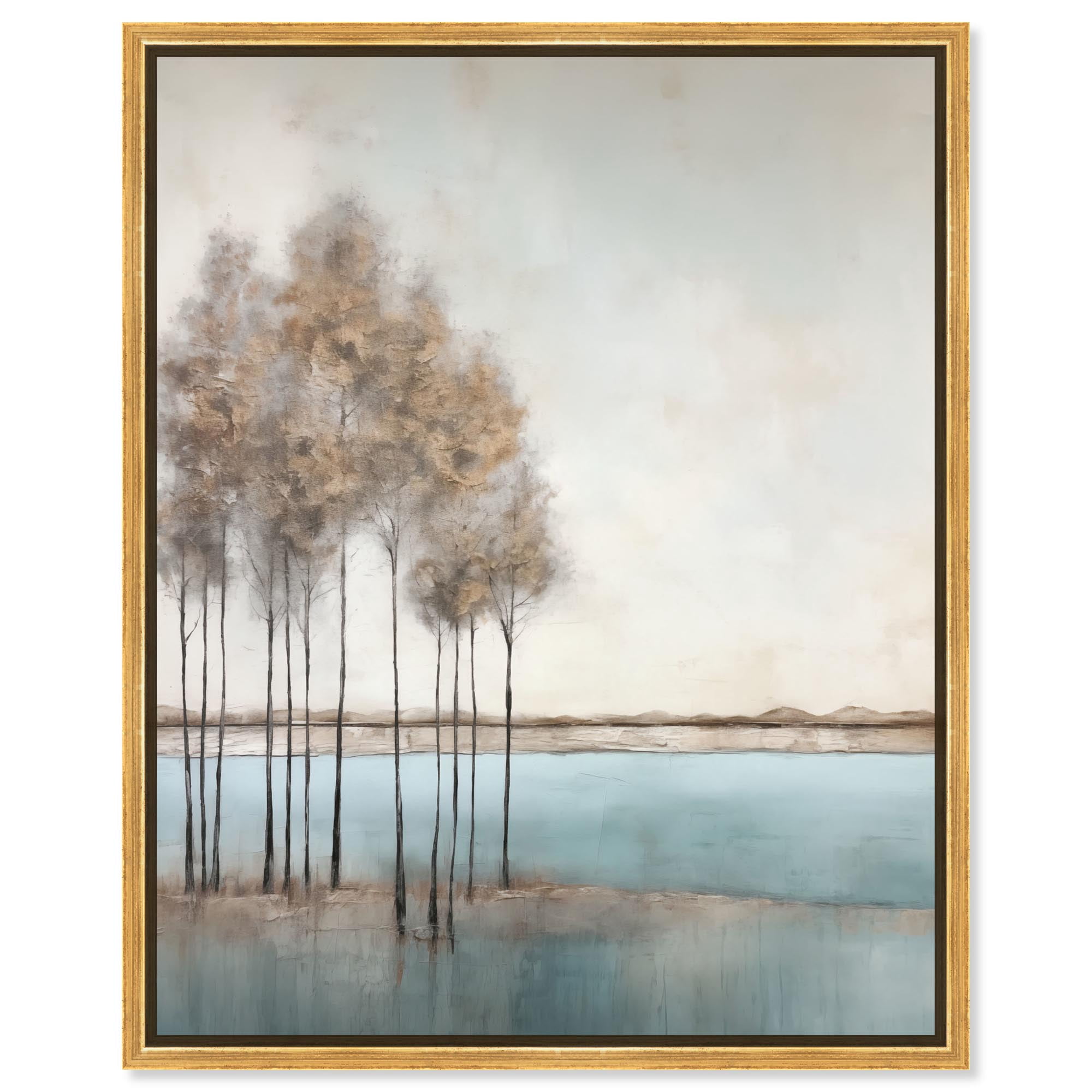 Fading Sapling Canvas Minimalist Forests by Art Remedy, Gold Frame, 16 ...