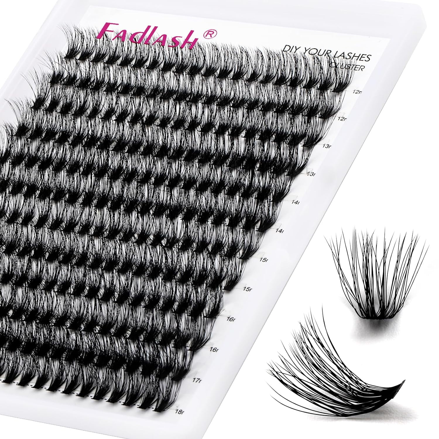 Fadlash Lash Clusters 240pcs 40D 12-18mm Mixed Tray 3D Effect Volume ...