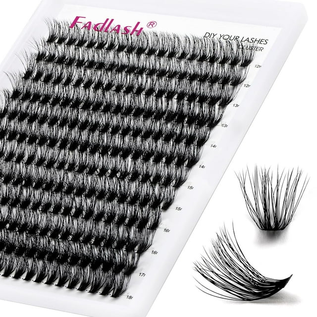 Fadlash Lash Clusters 240pcs 40D 12-18mm Mixed Tray 3D Effect Volume Individual Lashes Cluster ...