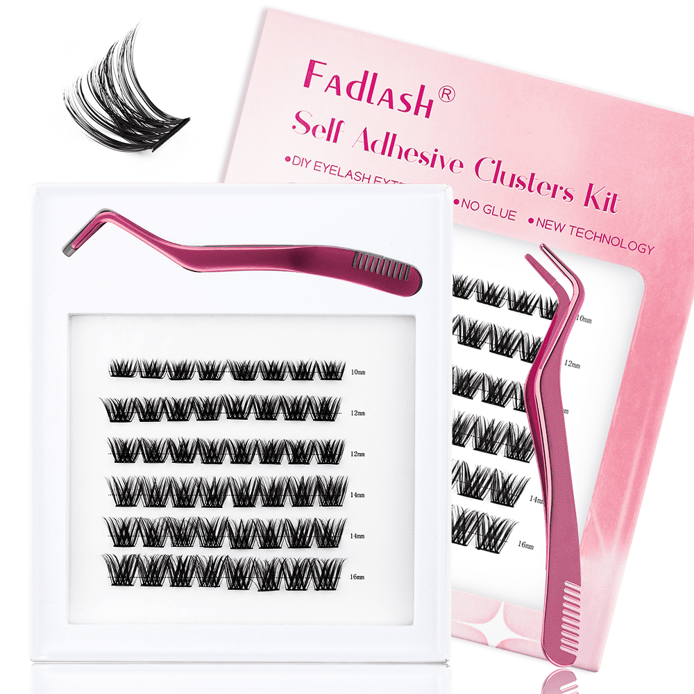 Fadlash Self Adhesive Lash Extension Kit Lash Clusters 10-16mm No Glue ...