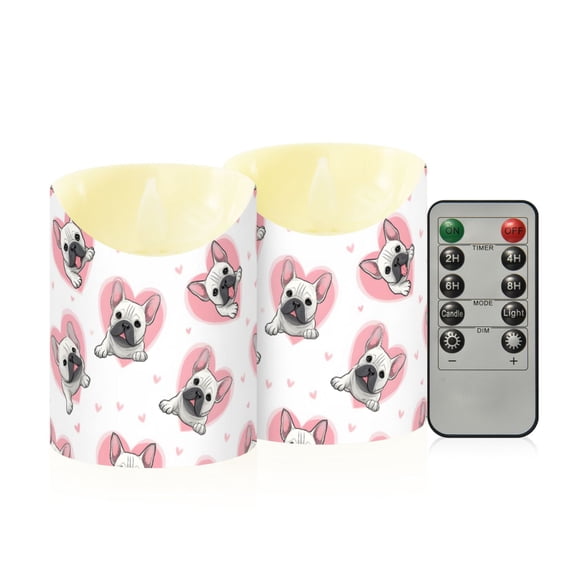 Fadou Love Pattern Flameless Candles 2 PCS with Remote Realistic Moving ...