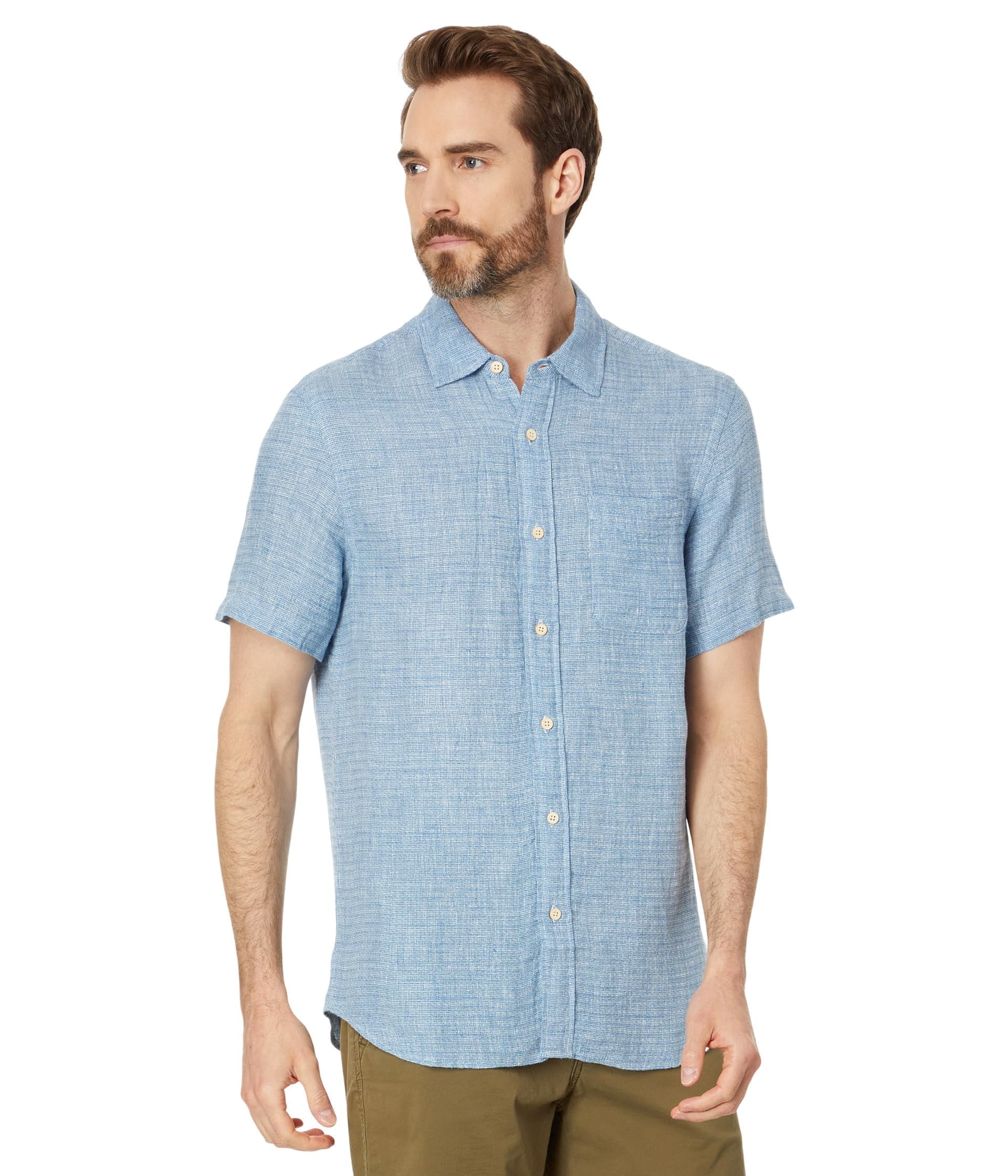 Faherty Men's Ss Palma Linen Shirt, Blue Basketweave - Walmart.com