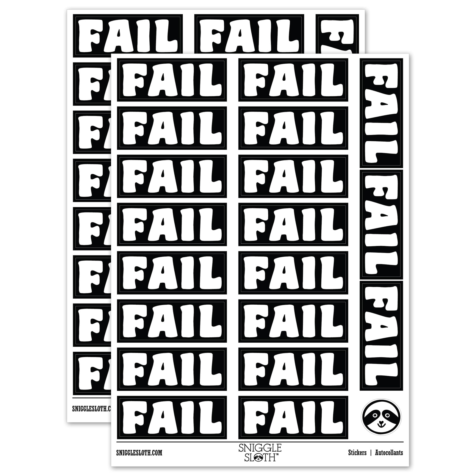 Fail Bold Text Test Inspection Sticker Set - Black - Gloss Finish - 2. ...