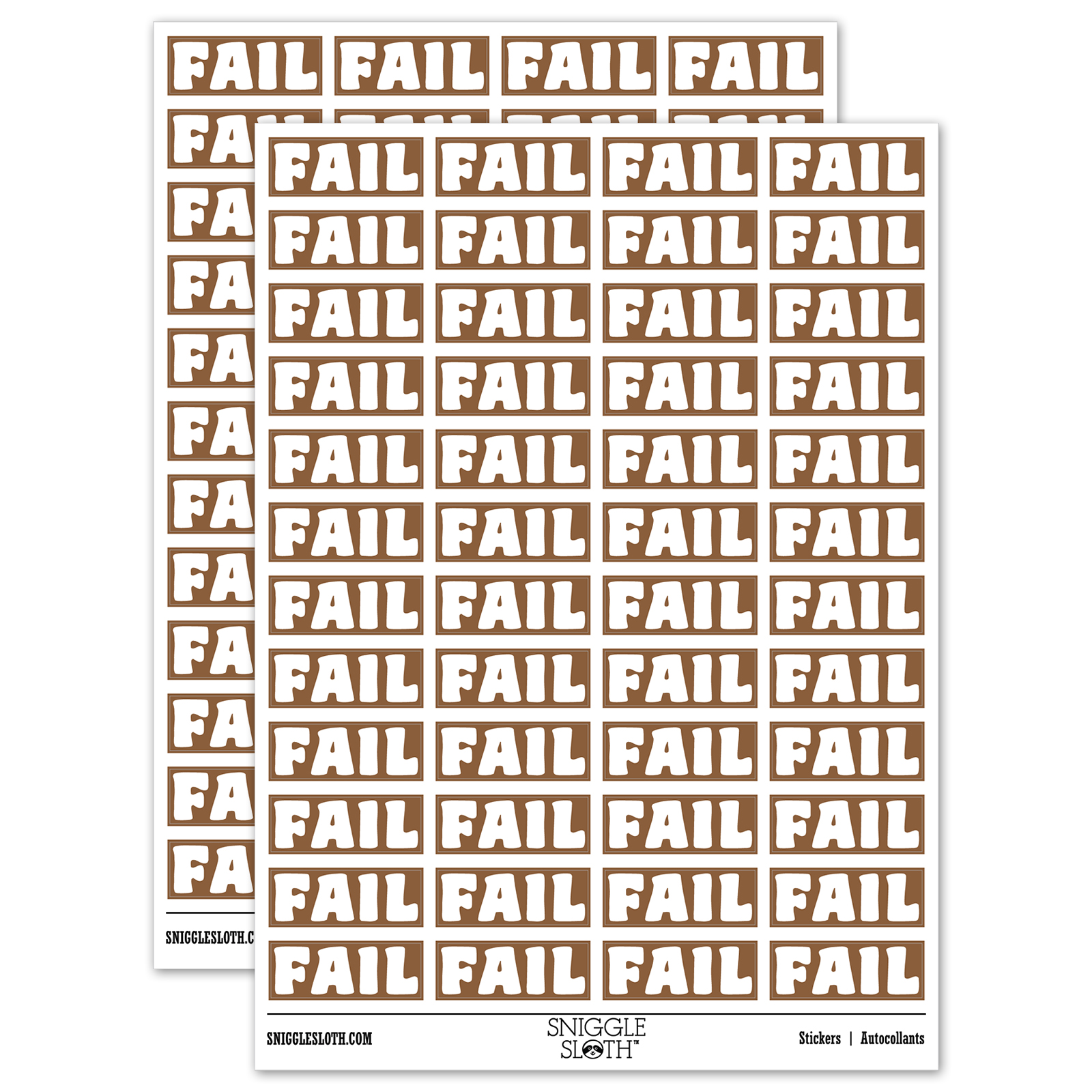Fail Bold Text Test Inspection Sticker Set - Brown - Gloss Finish - 1. ...