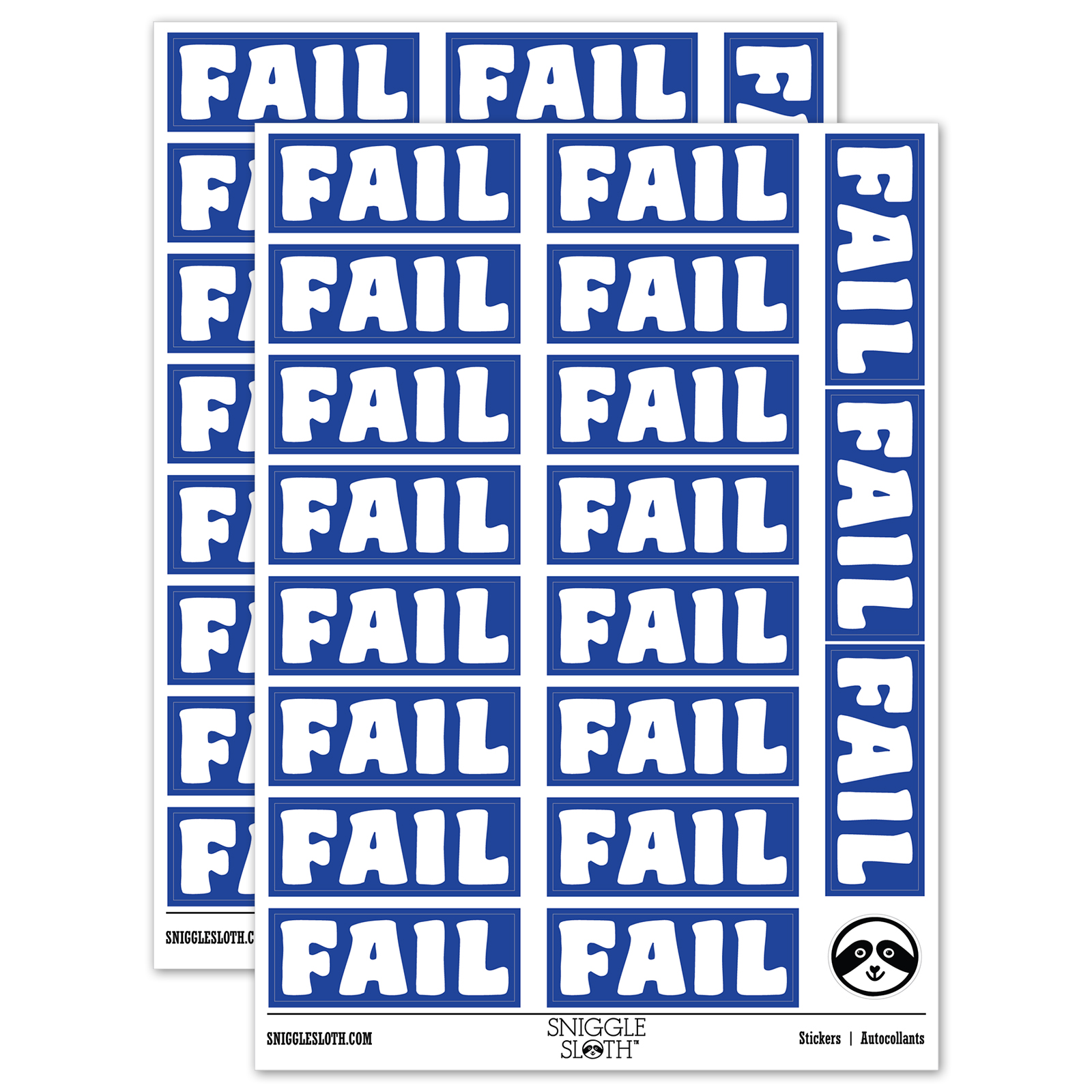 Fail Bold Text Test Inspection Sticker Set - Dark Blue - Gloss Finish ...