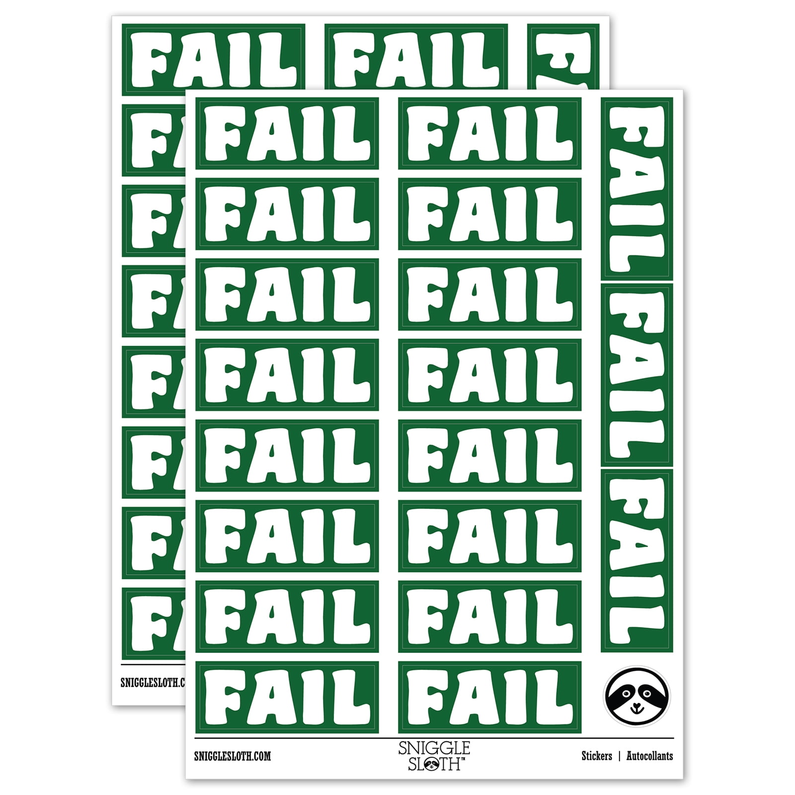 Fail Bold Text Test Inspection Sticker Set - Dark Green - Gloss Finish ...